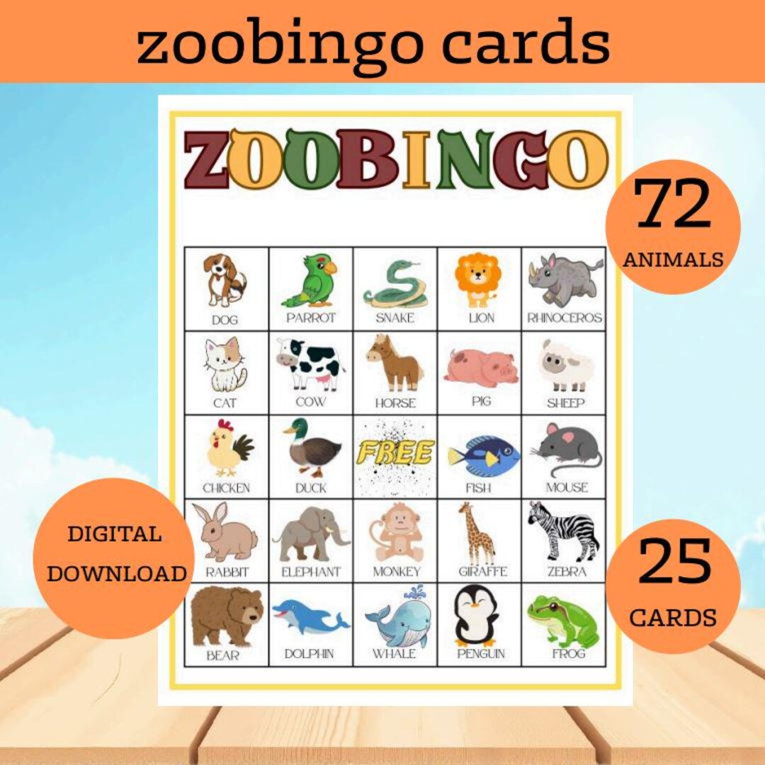 Printable Zoo Bingo for Kids - Etsy