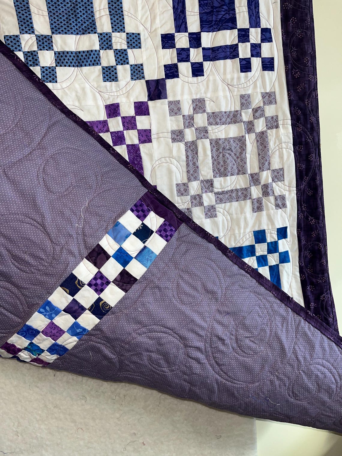 Blue and Purple Nine-patch Quilt - Etsy