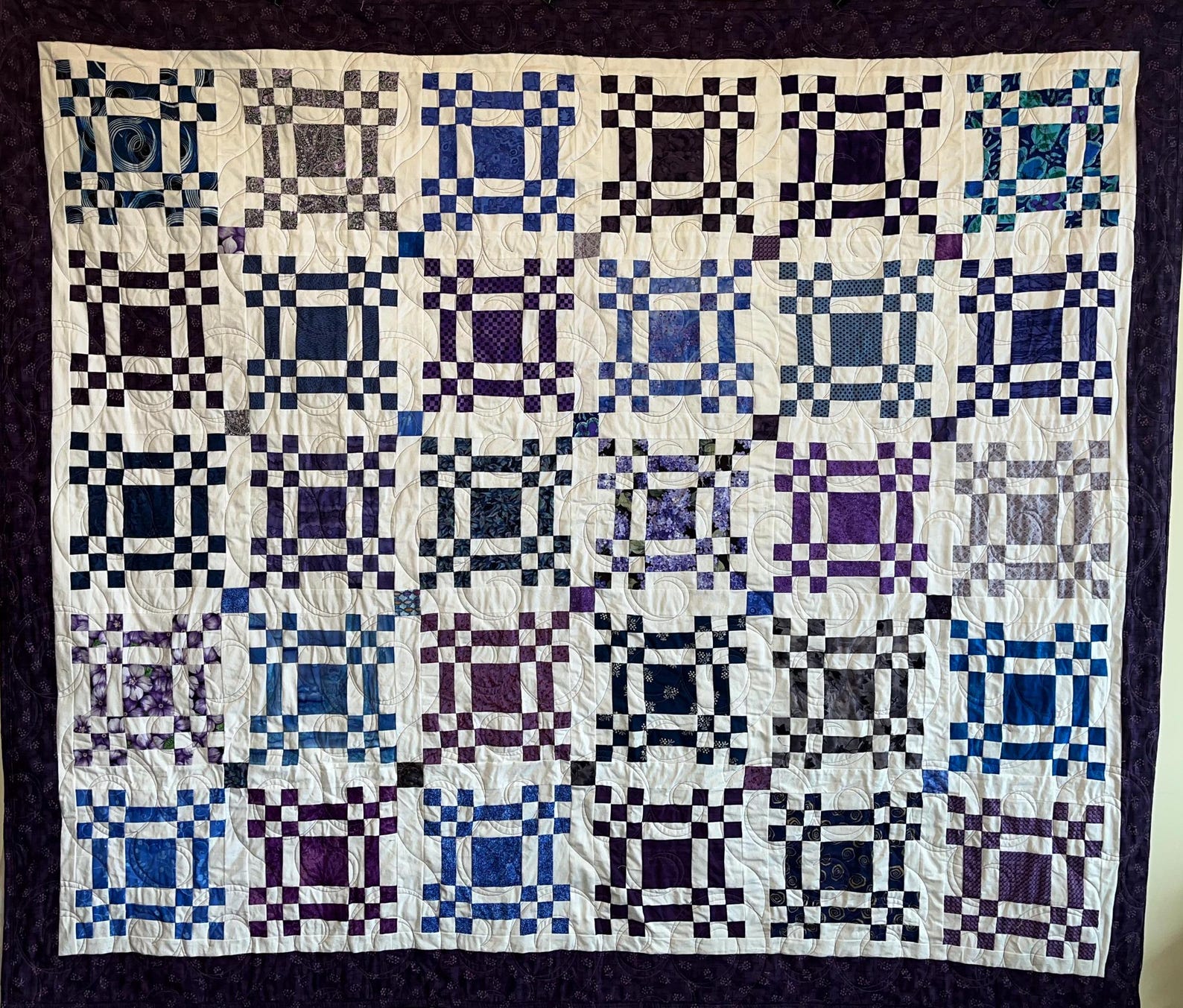 Blue and Purple Nine-patch Quilt - Etsy