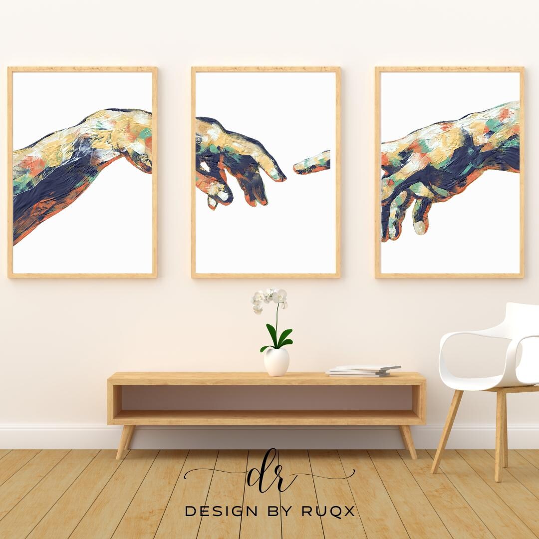 Abstract Hand Art Prints - Modern Minimalist Set of 3 (digital Download ...