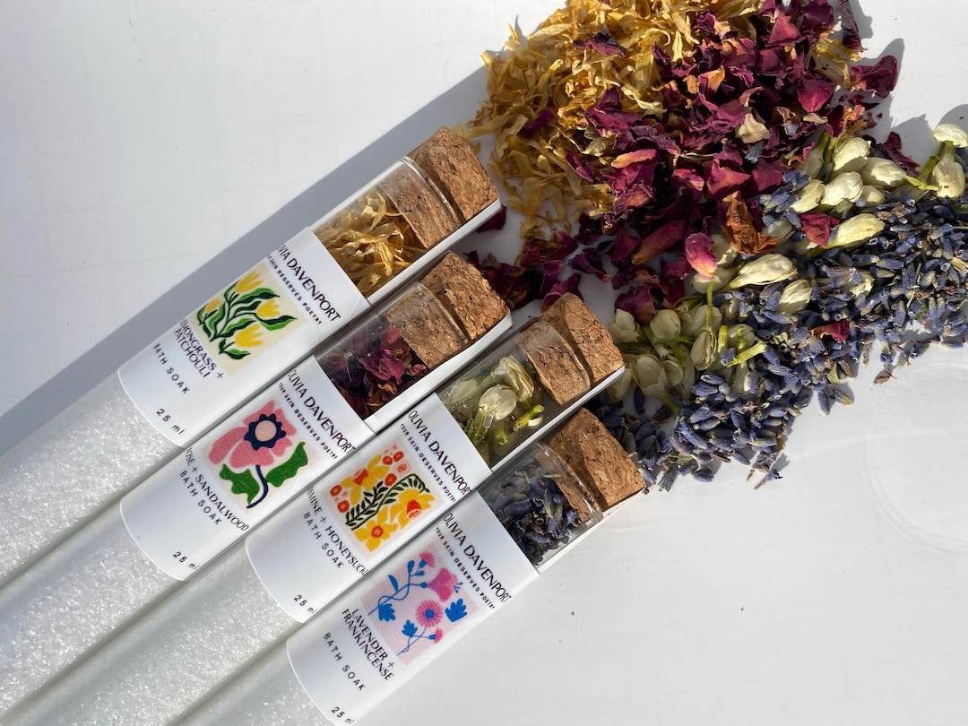 Botanical Bath Salts in Glass Tubes With Cork Top - Etsy