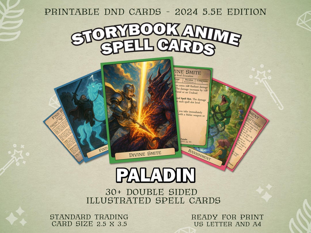 Paladin Dnd Storybook Anime Spell Cards | D&D 2024 Illustrated Spell ...