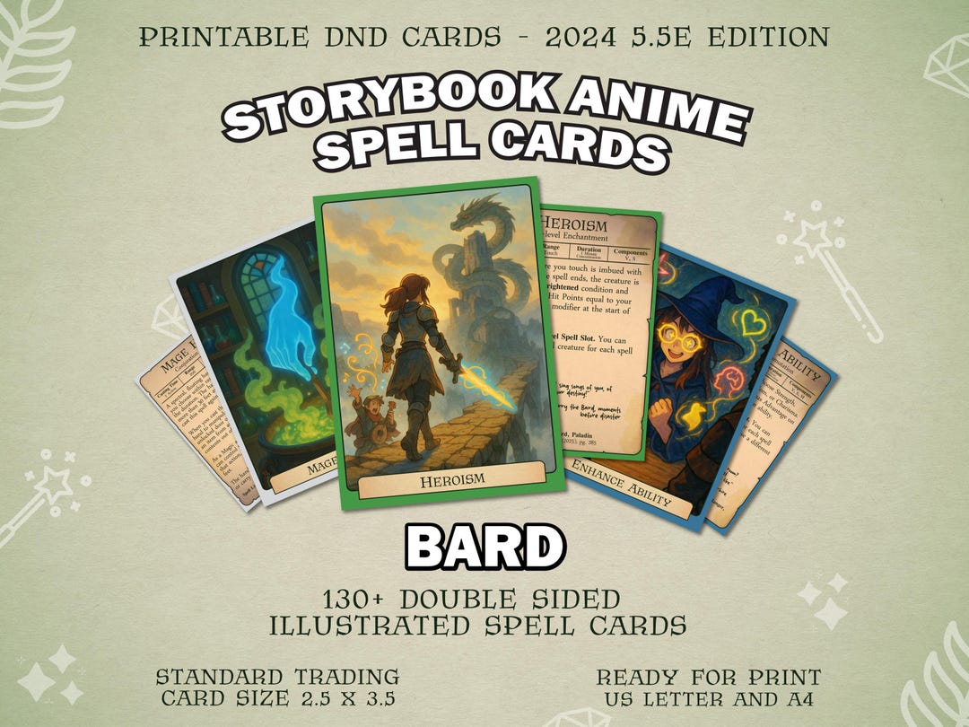 Bard Dnd Storybook Anime Spell Cards | D&D 2024 Illustrated Spell Cards ...