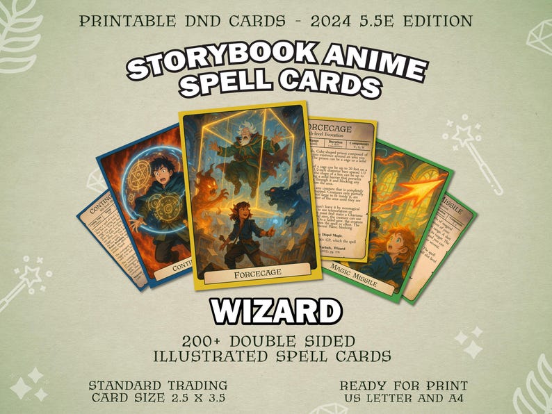 Wizard Dnd Storybook Anime Spell Cards | D&D 2024 Illustrated Spell ...