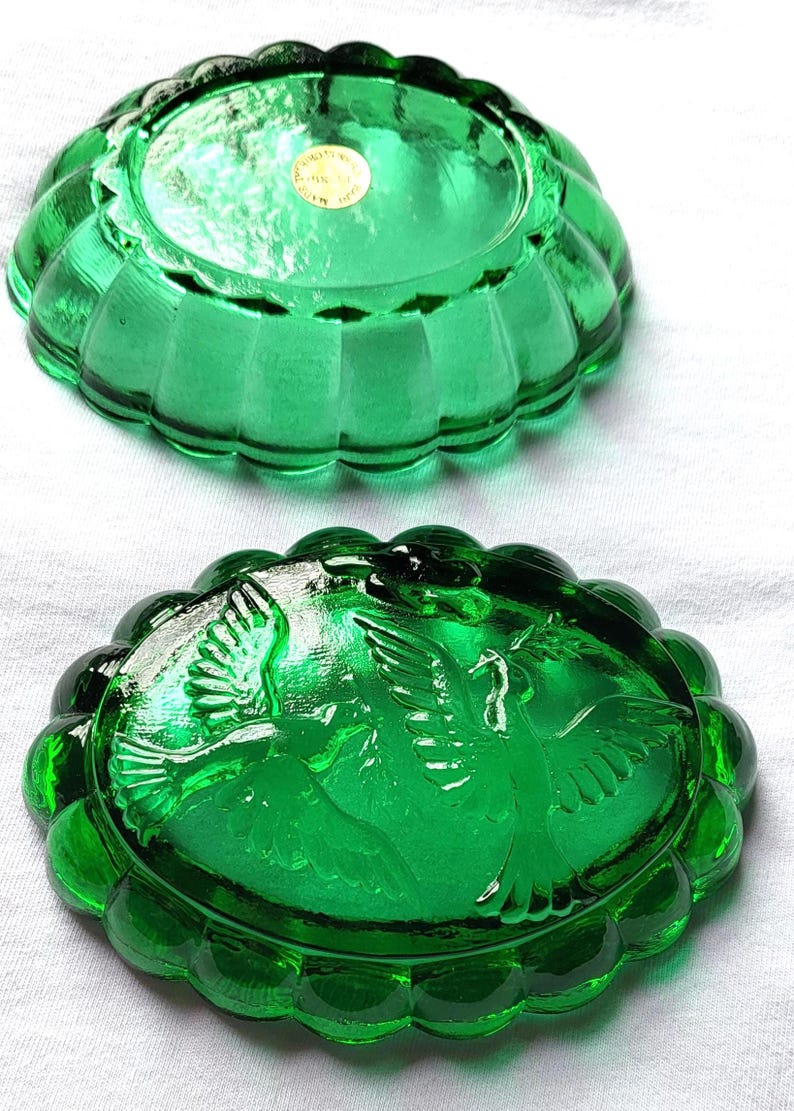 Vintage RARE Emerald Green INGRID Doves Trinket Box, CZECHOSLOVAKIA - Etsy