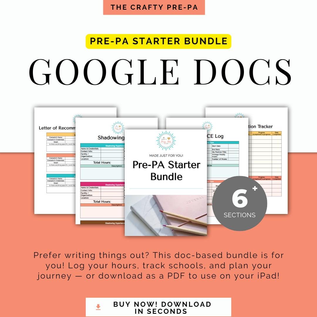 Pre-pa Starter Bundle (digital Download, Caspa Application Tools, Pa ...