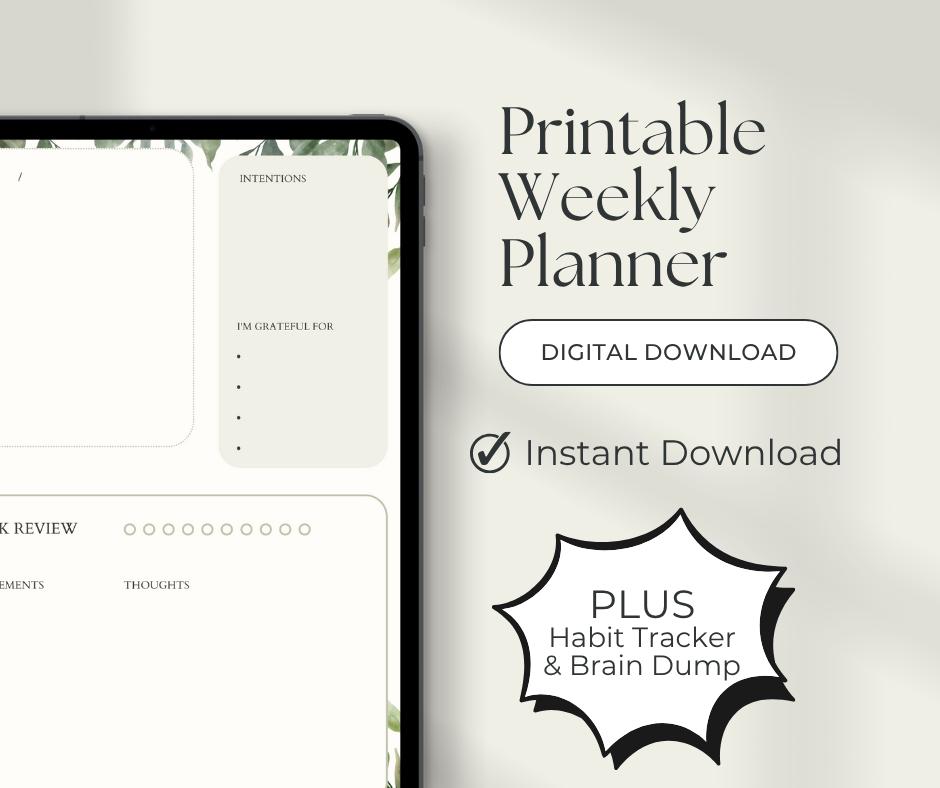 Earthy Undated Weekly Planner - Printable, Aesthetic, Brain Dump ...