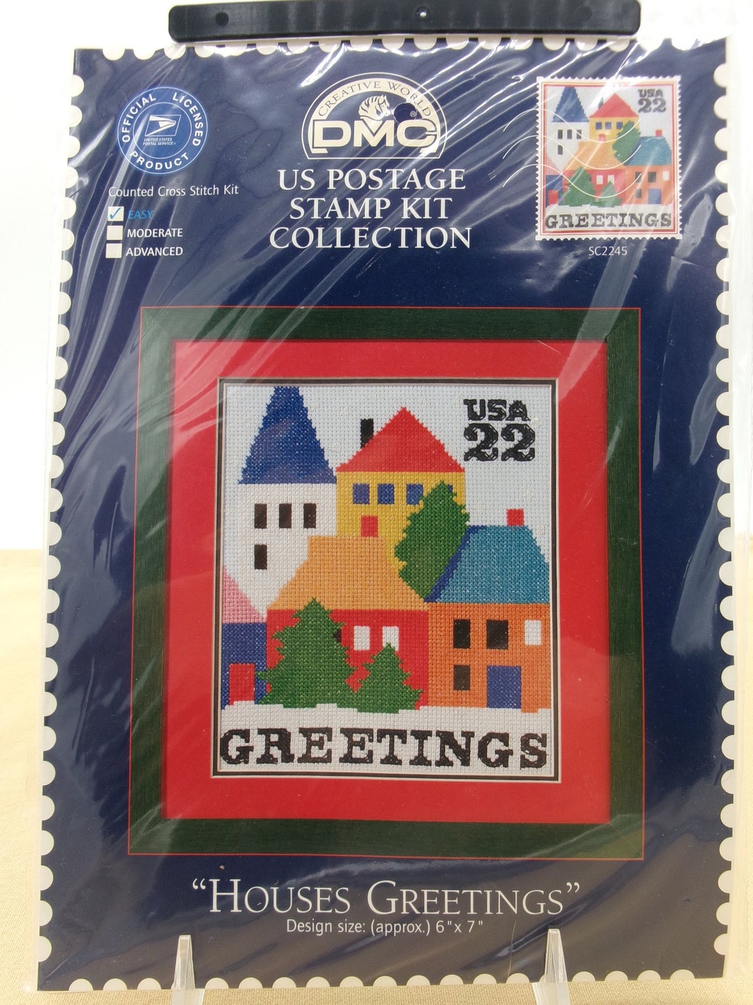 DMC SC2245 U.S. Postage Stamp Collection houses Greetings Counted Cross ...