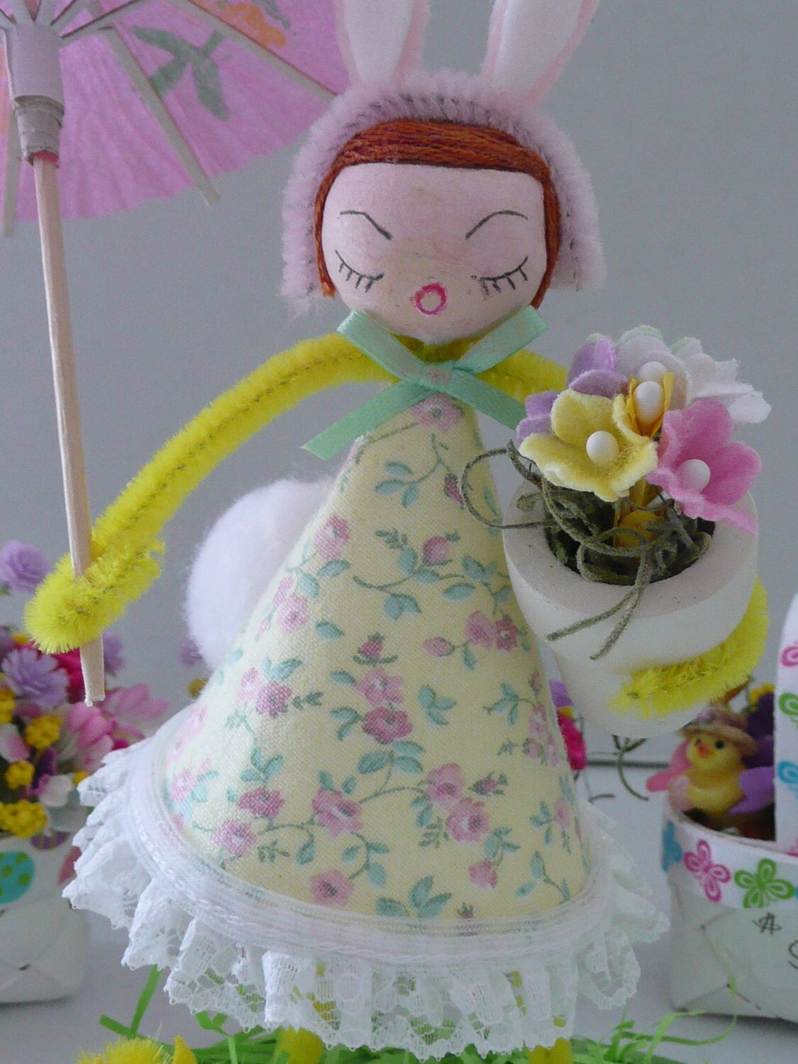 Vintage Style Spun Cotton Easter Doll | Etsy