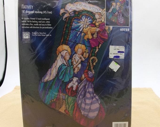 Bucilla 60755 "nativity" Needlepoint Christmas Stocking Kit, Nativity ...