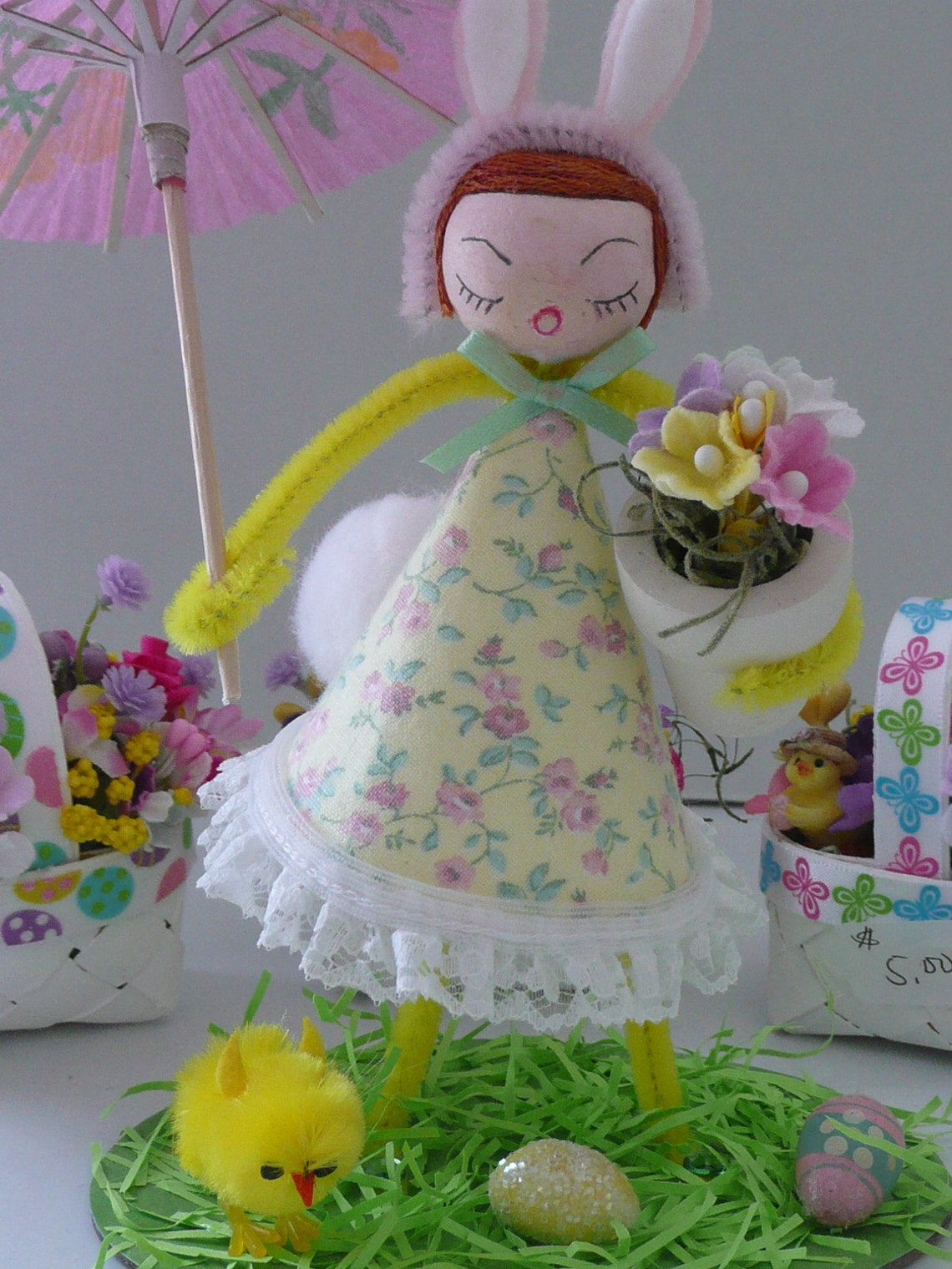 Vintage Style Spun Cotton Easter Doll - Etsy
