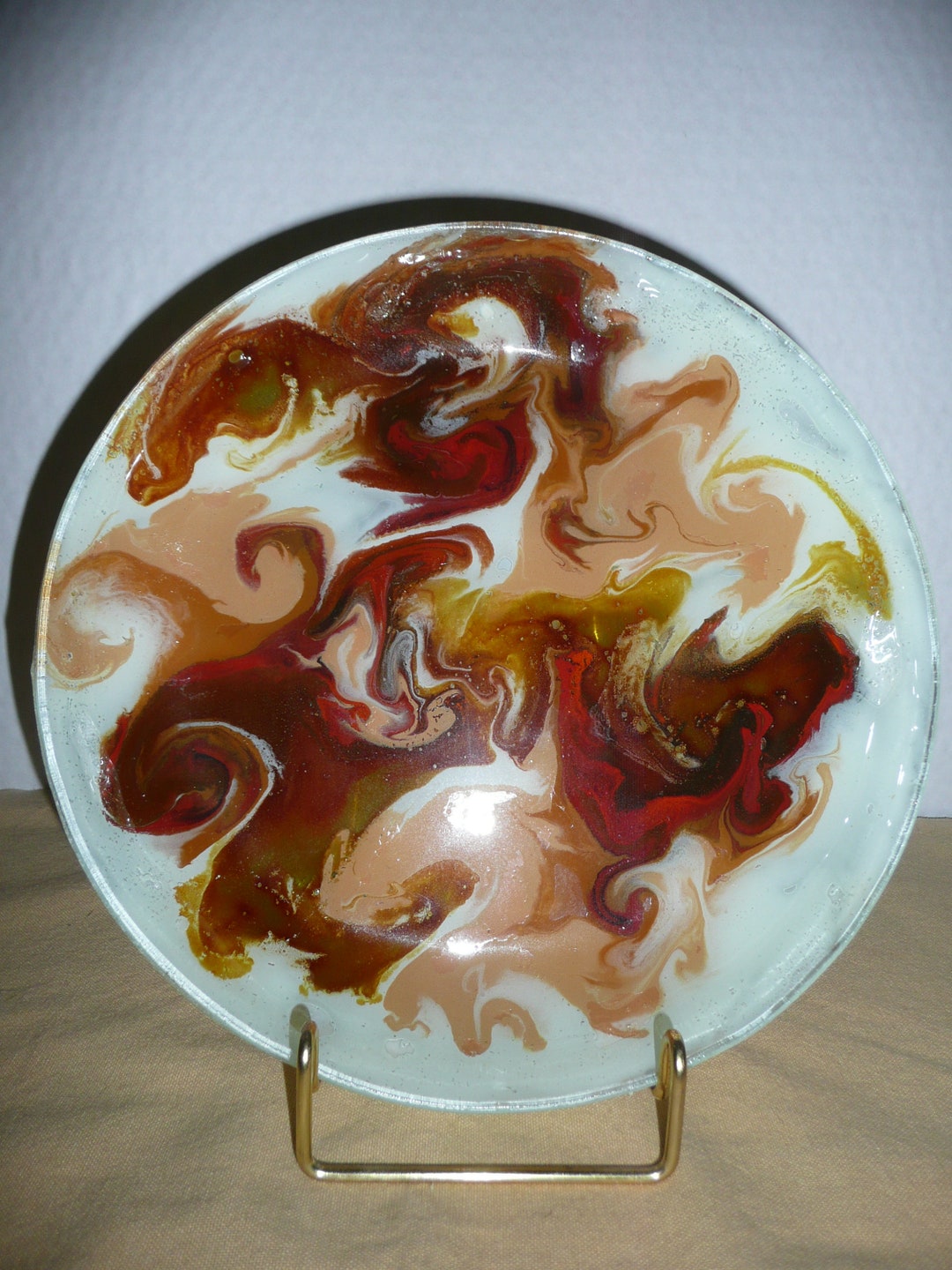 Abstract Art Glass Plate, Mid Century Modern Abstract Glass Plate - Etsy