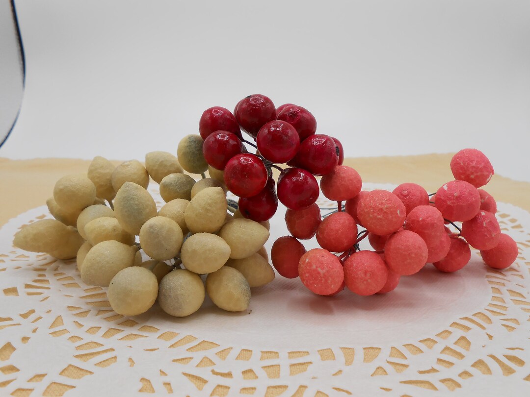 SIX Bunches Vintage Spun Cotton Fruits, Spun Cotton Lemons, Spun Cotton ...