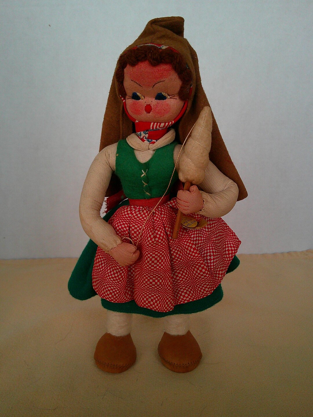 Large Hand Made Maria Helena Female Doll Spinning Yarn, Made in ...