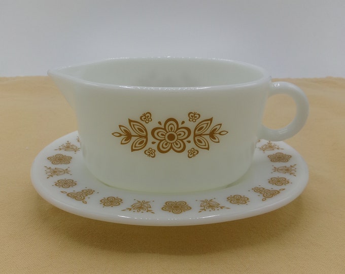 Pyrex Butterfly Gold Milk Glass Gravy Boat and Drip Dish - Etsy