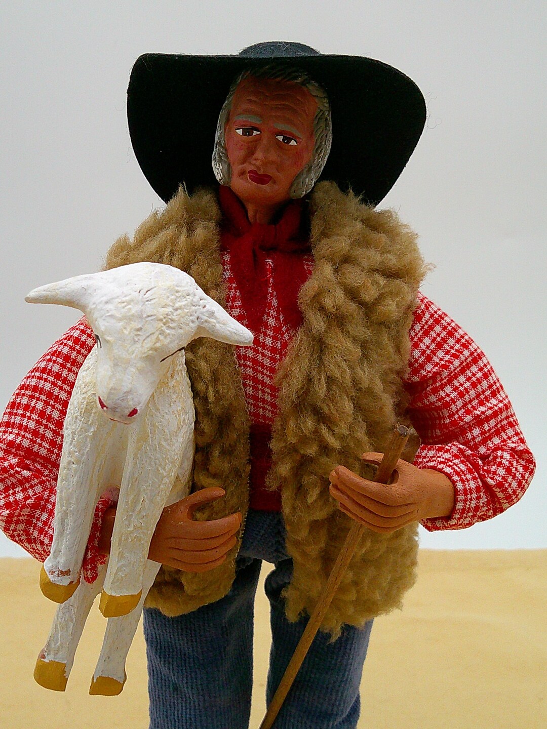Marinacci Santon De Provence Clay Doll, Man With Sheep Made in Provence ...
