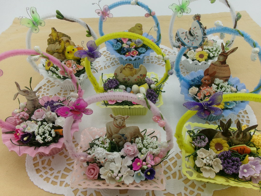 Vintage Style Candy Nut Cup Easter Diorama, Easter Feather Tree ...