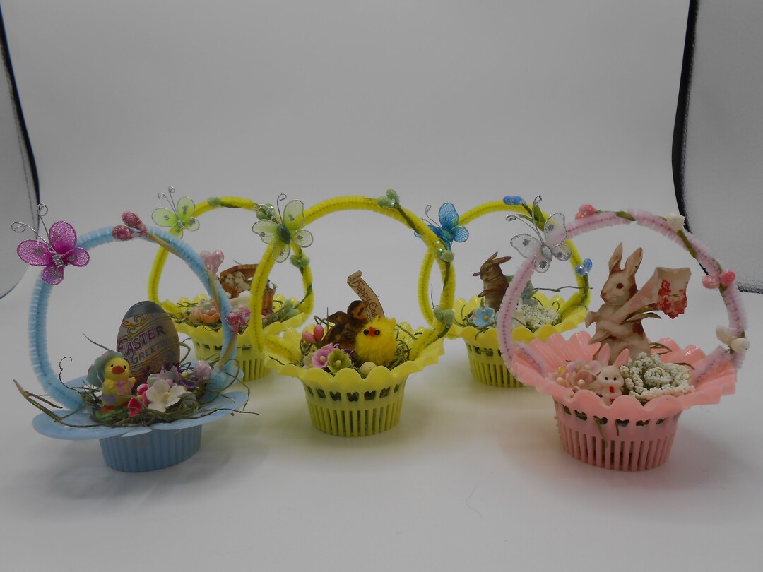 Vintage Style Candy Nut Cup Easter Diorama Easter Feather - Etsy