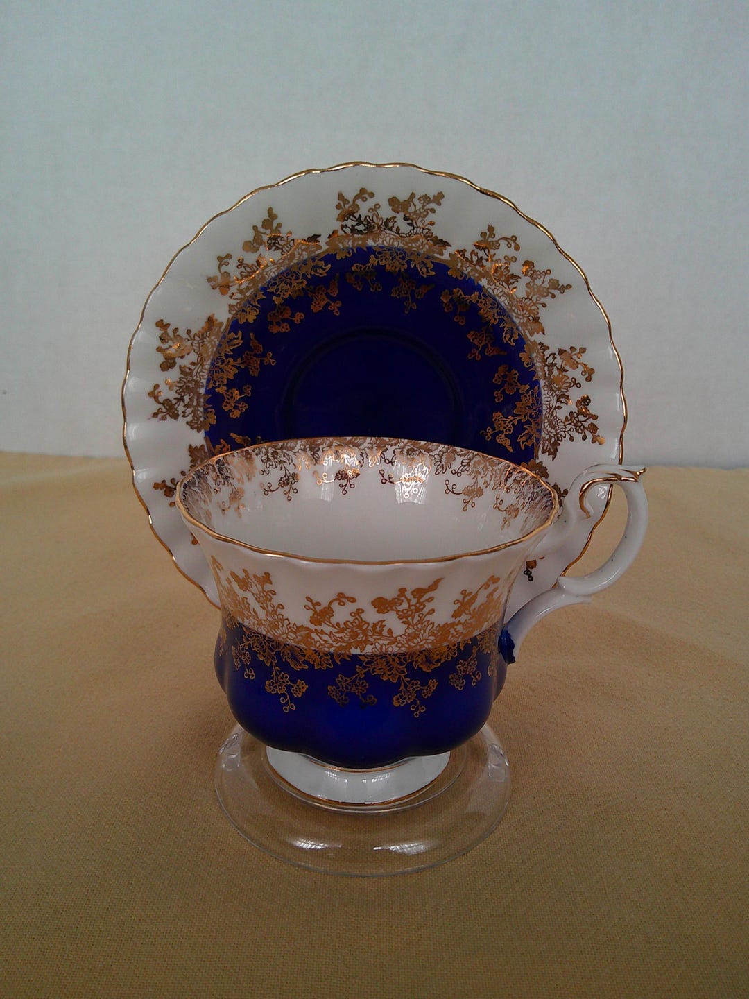 Royal Albert Bone China 4396 "regal" Royal Blue Teacup and Saucer, Made ...