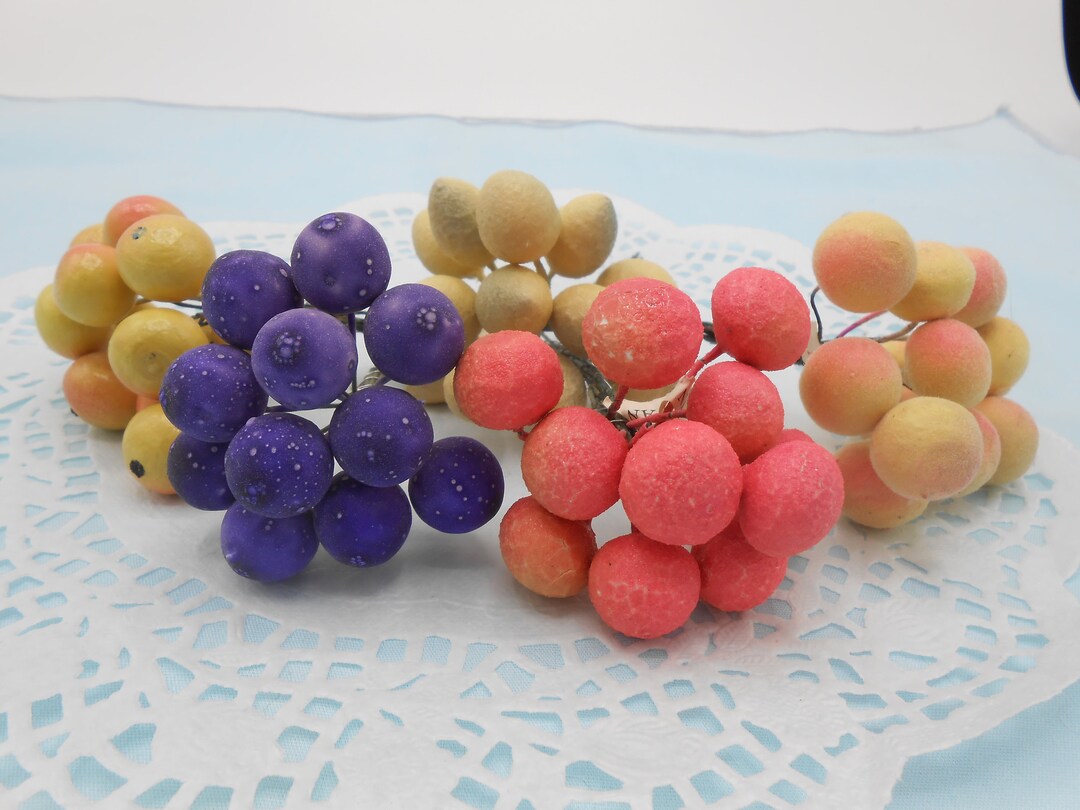 FIVE Bunches Vintage Spun Cotton Fruits Spun Cotton Lemons - Etsy