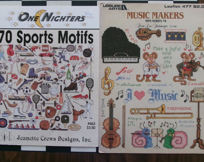 70 Sports Motifs to Cross Stitch AND Leisure Arts #477 "music Makers ...