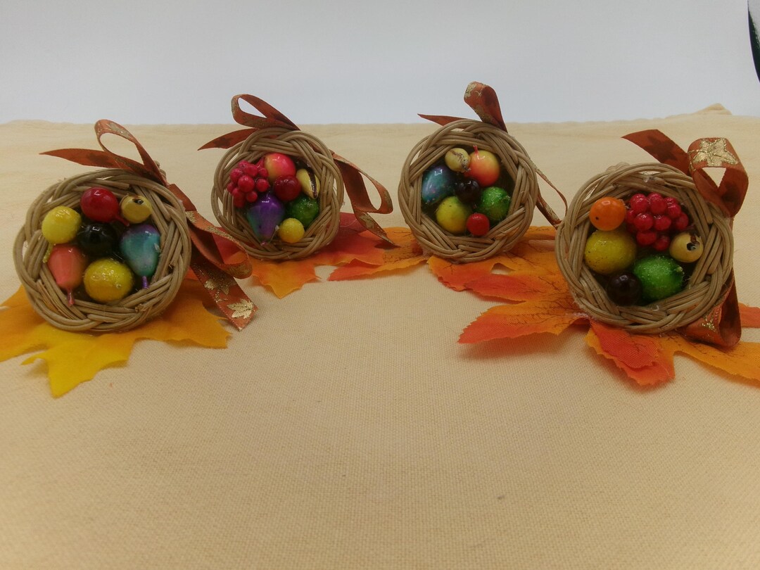 Set of FOUR Miniature Thanksgiving Cornucopias, Thanksgiving Table ...