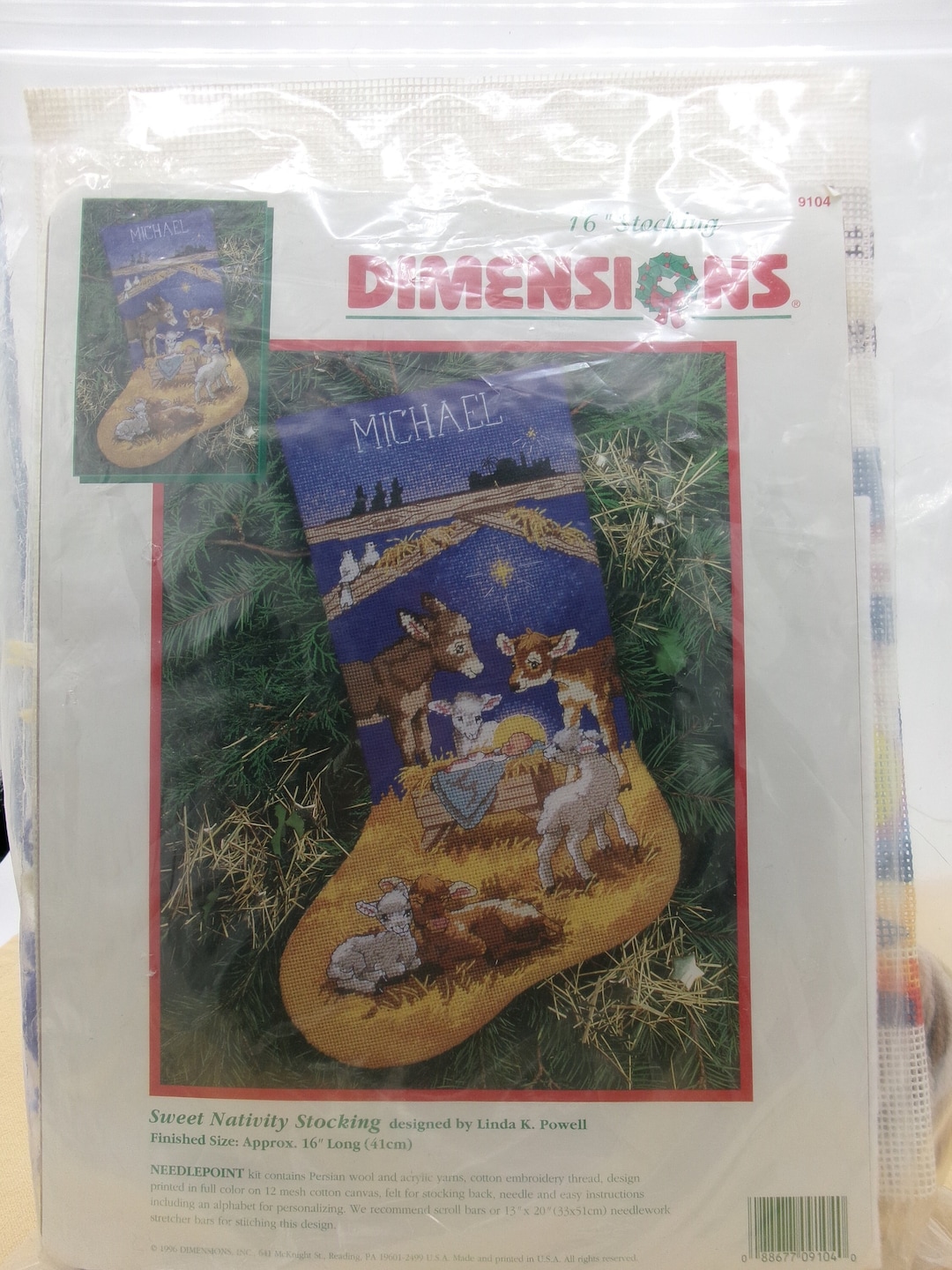 Dimensions 9104 sweet Nativity Stocking Needlepoint Kit, Baby Jesus and ...