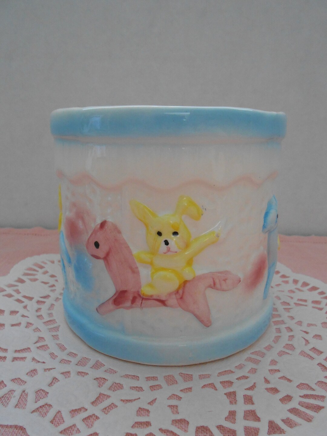CLEARANCE vintage Ceramic New Baby Floral Container, New Baby Shower ...