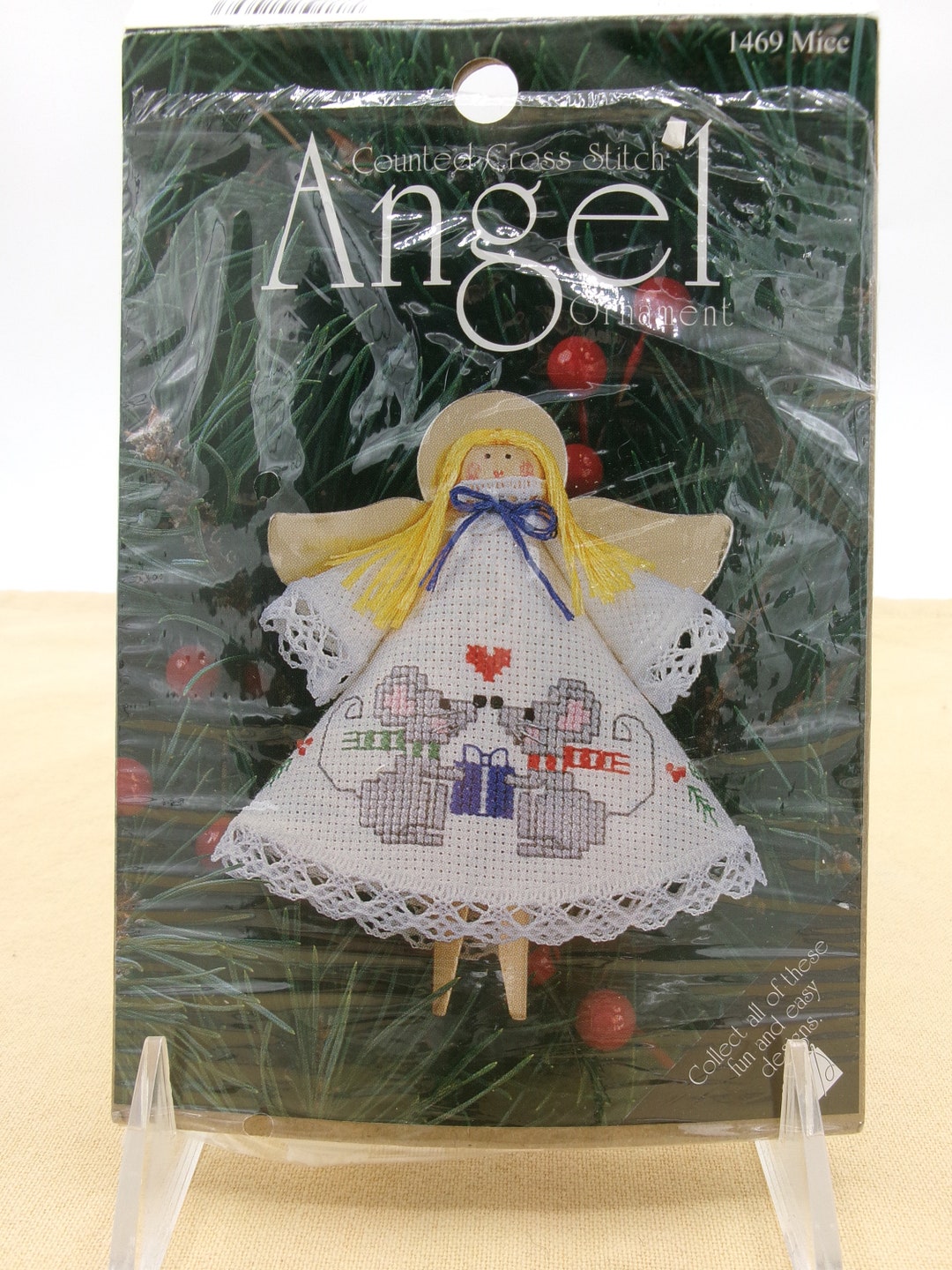Counted Cross Stitch Angel Kit, Clothespin Angel Mice Design, Designs ...