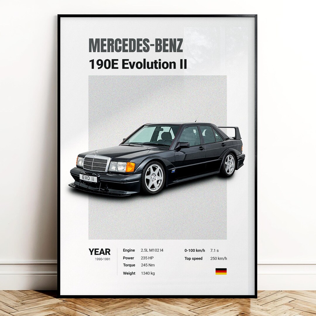 Mercedes Benz 190E Evolution II Poster | Wall Decor | Car Poster | Auto ...