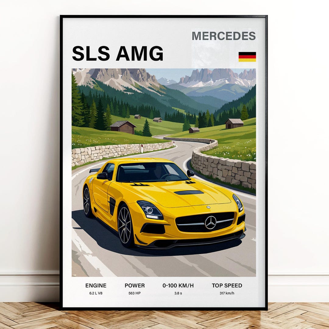 Mercedes-benz SLS AMG Poster Sports Car | Automotive Wall Art - Etsy