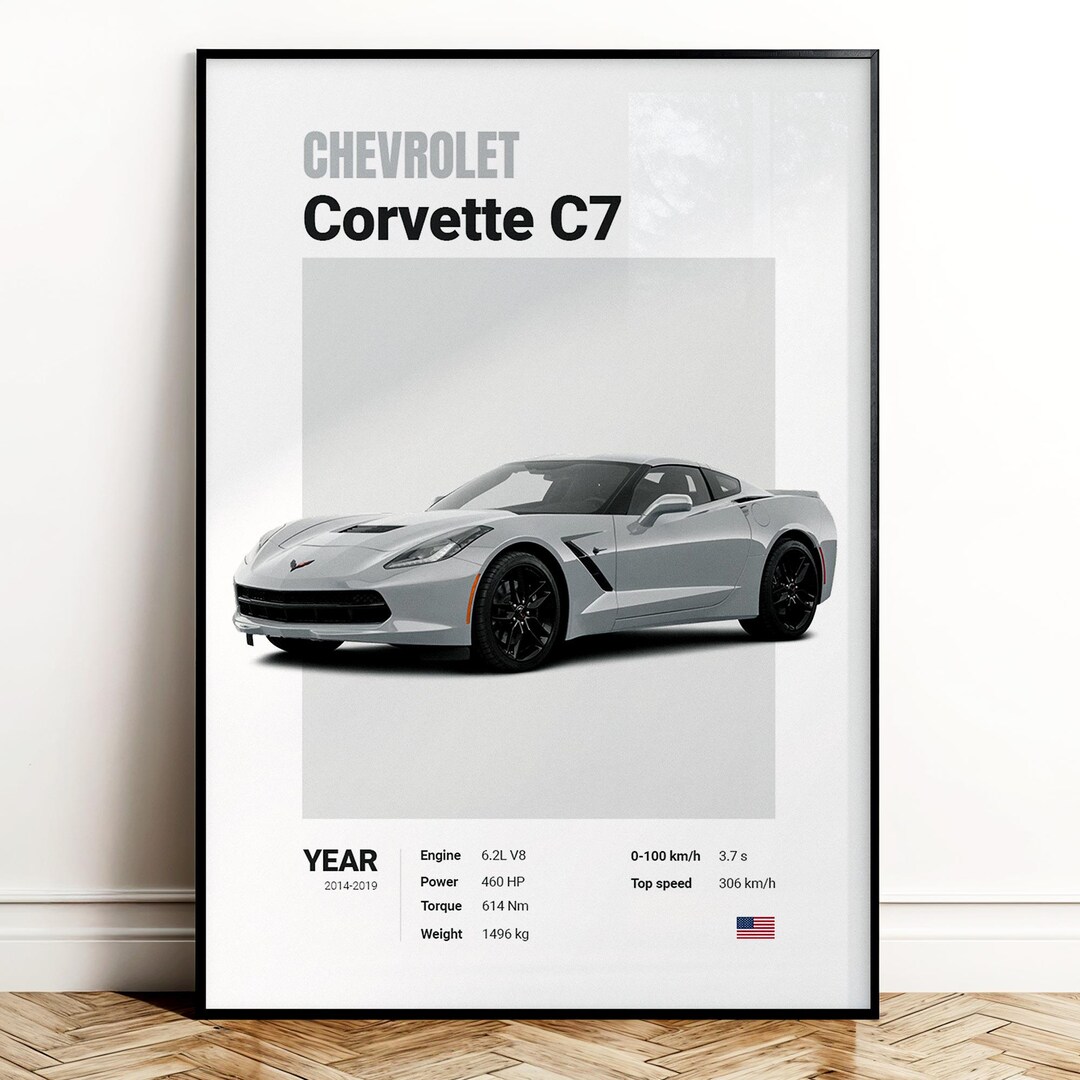 Chevrolet Corvette C7 Poster | Wall Decor | Car Poster | Auto Lover Art ...