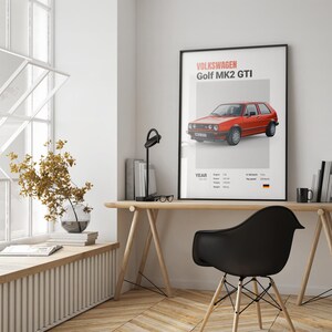 Volkswagen Golf Mk2 GTI Poster | Wall Decor | Car Poster | Auto Lover ...