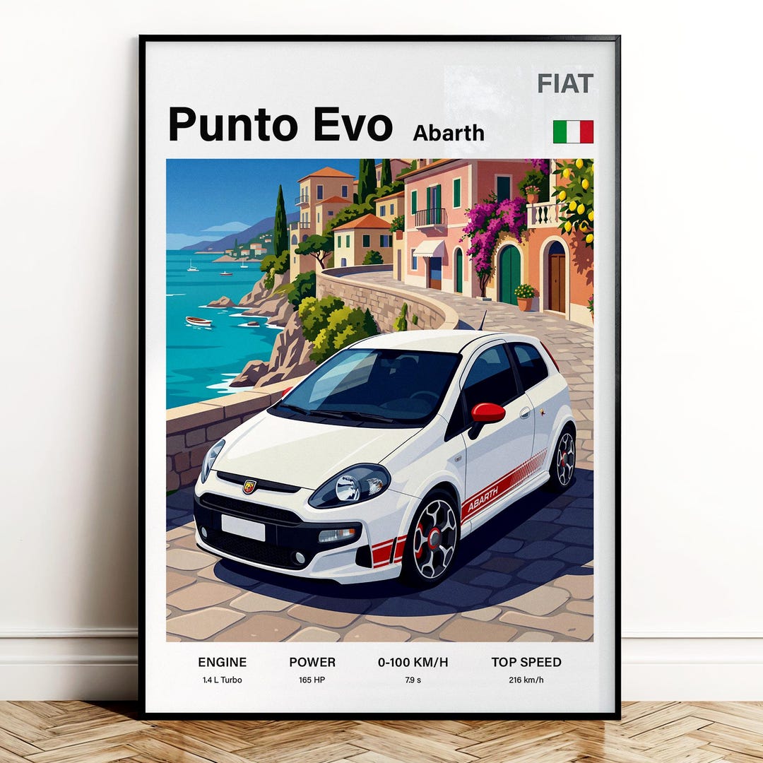 Fiat Punto Evo Abarth Poster Hot Hatch | Wall Decor | Car Poster | Auto ...