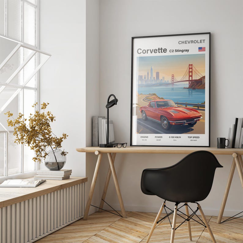 Chevrolet Corvette C2 Sting Ray Poster Classic Muscle Car | Automotive ...