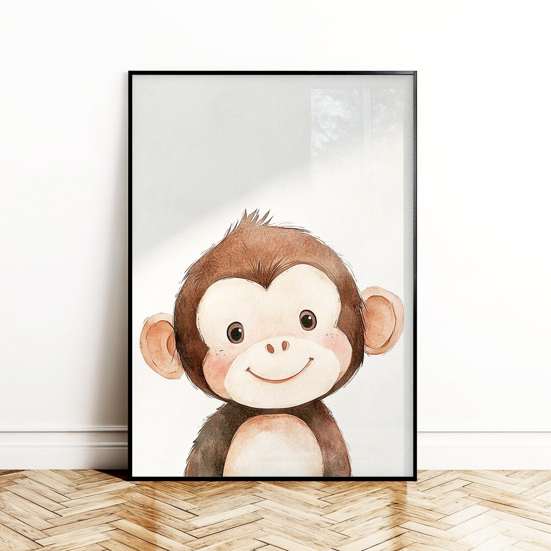Monkey Poster for Kids | Wall Decor | Children's Room Nursery | Picture ...