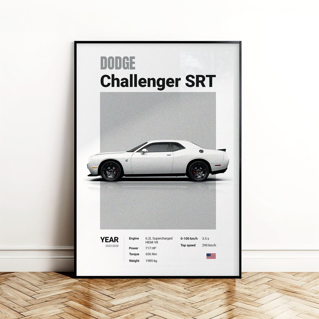 Dodge Challenger SRT Poster | Wall Decor | Car Poster | Auto Lover Art ...