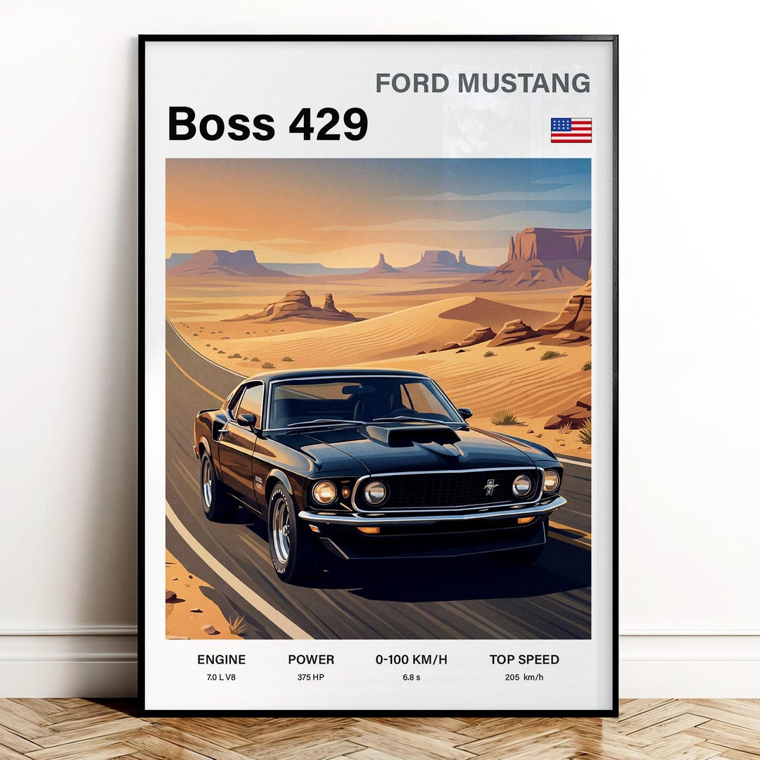 Ford Mustang Boss 429 (1969) Poster Muscle Car | Automotive Wall Art - Etsy