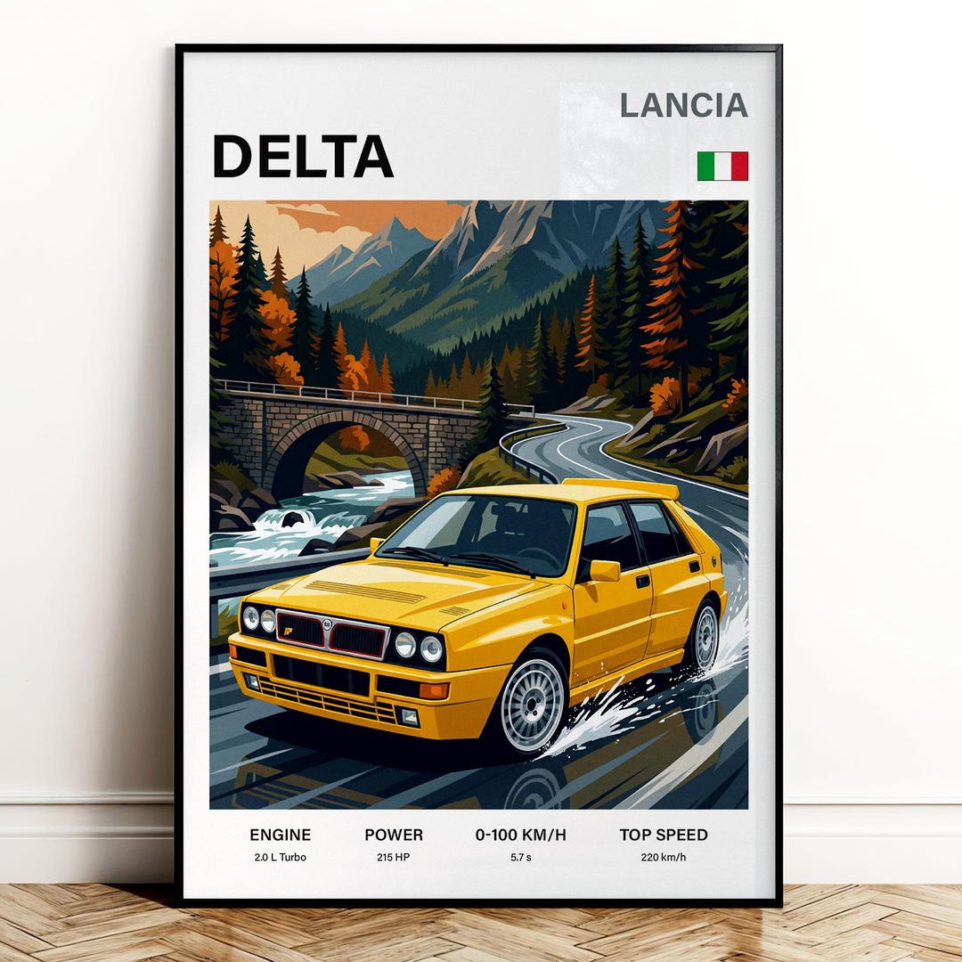 Lancia Delta Poster Rally Car | Wall Decor | Car Poster | Auto Lover ...