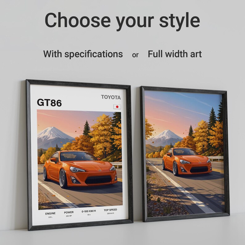 Toyota GT86 Poster Sports Car | Wall Decor | Car Poster | Auto Lover ...