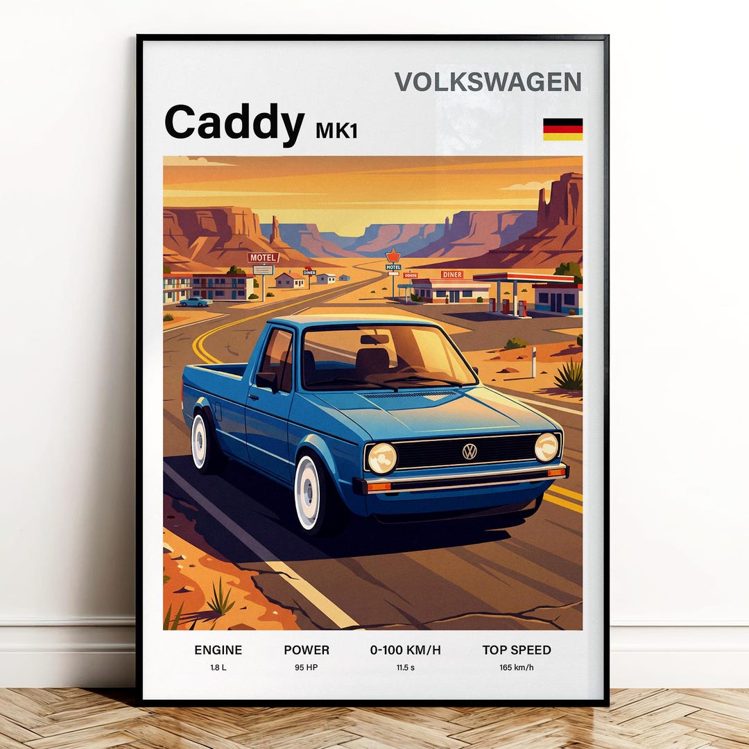 Volkswagen Caddy MK1 Poster Pickup Truck | Wall Decor | Car Poster ...