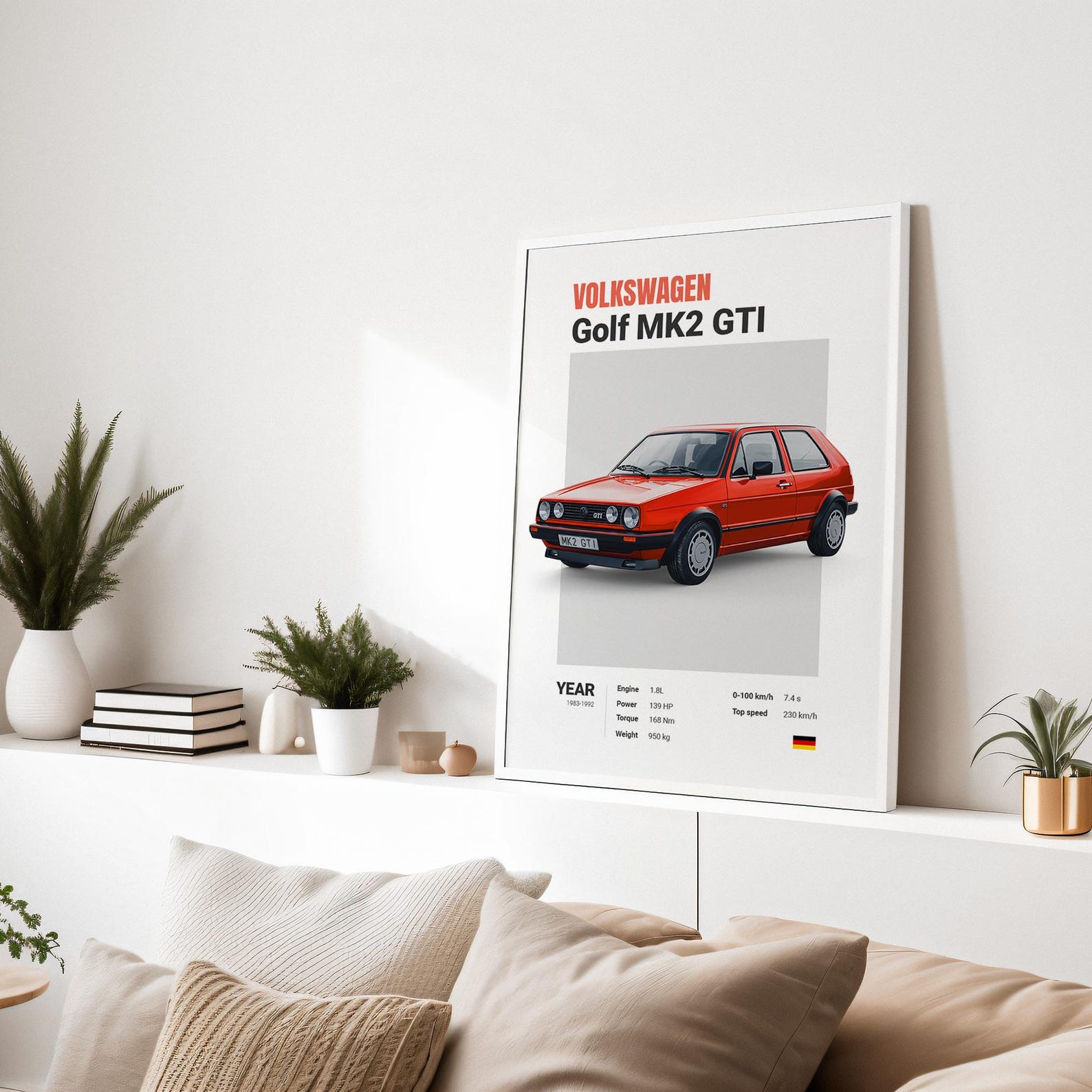 Volkswagen Golf Mk2 GTI Poster | Wall Decor | Car Poster | Auto Lover ...