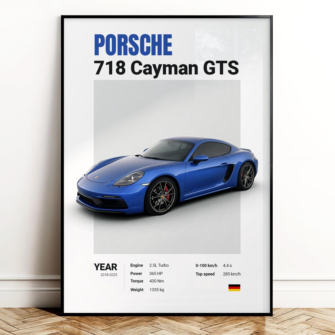 Porsche 718 Cayman GTS Poster | Wall Decor | Car Poster | Auto Lover ...