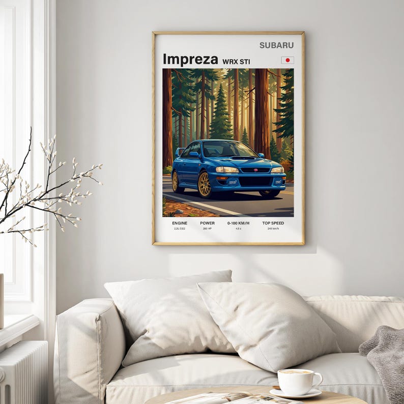 Subaru Impreza WRX STI (GC8 22B) Poster Classc Rally Car | Wall Decor ...