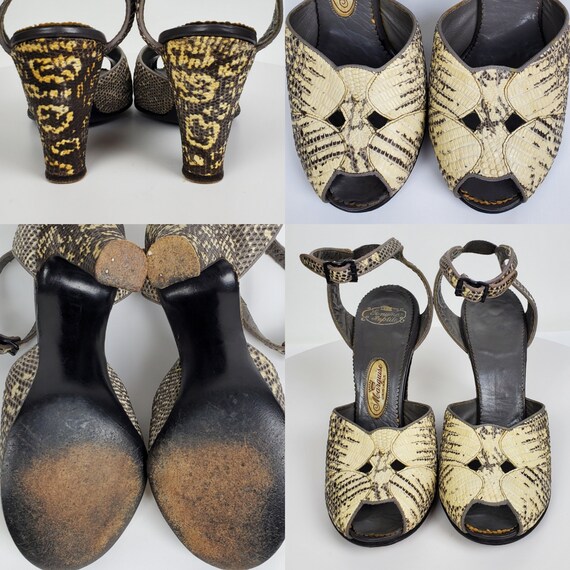 1940s Risque Reptile Siren Shoes • Peeptoe Pin-Up Hee… - Gem