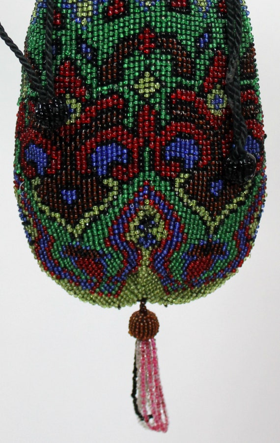 1920s Purse • Bold Beaded Reticule • Geometric Fleur-… - Gem