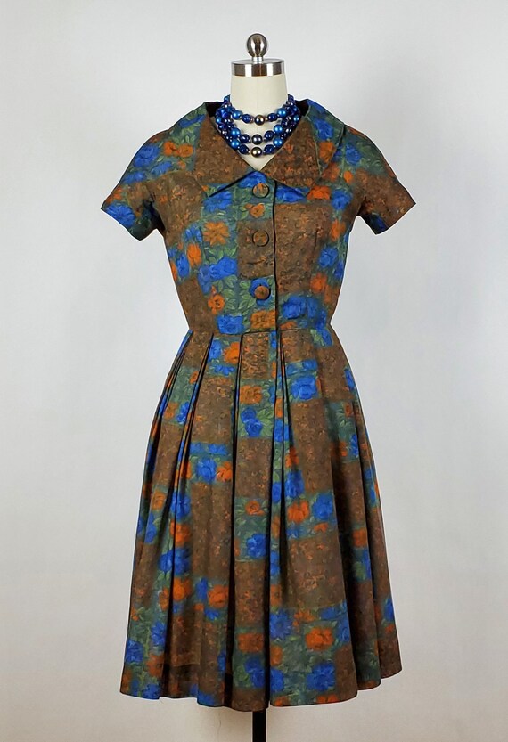 1960s Painterly Print Shirt Dress • Eye-Popping Expre… - Gem