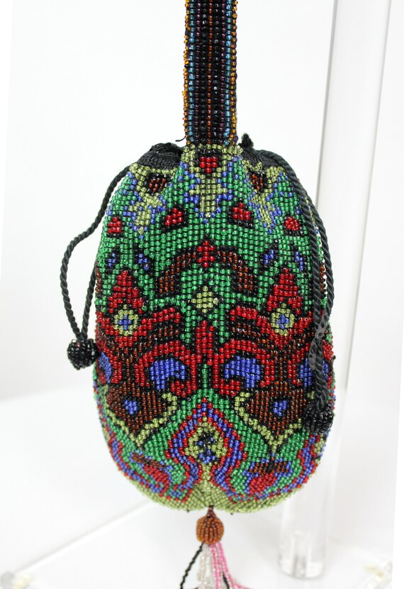 1920s Purse • Bold Beaded Reticule • Geometric Fleur-… - Gem