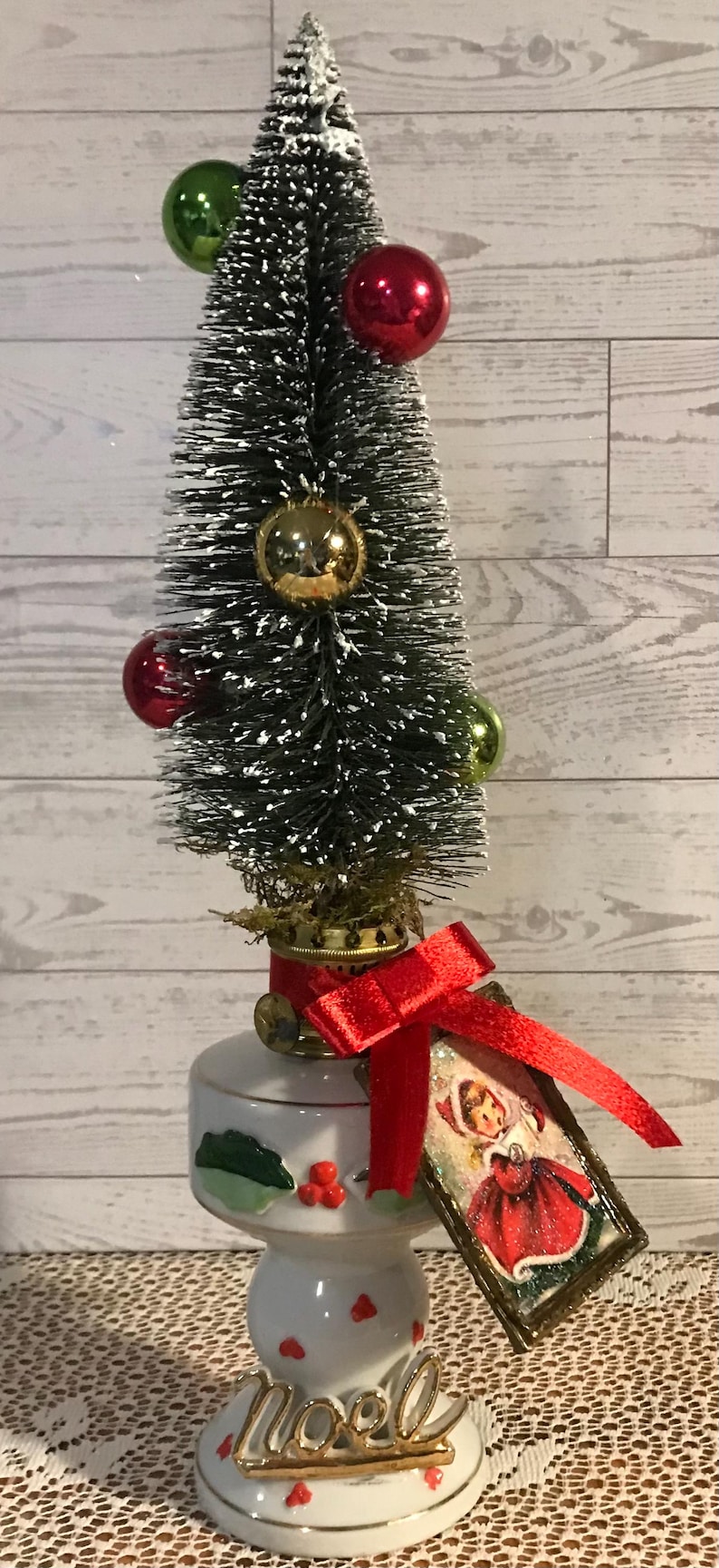 Vintage Christmas Tilso Japan "noel" Oil Hurricane Lamp Upcycle ...