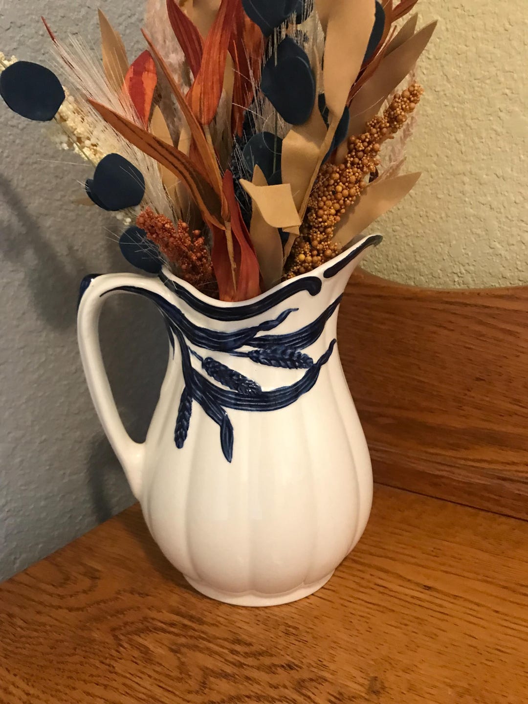 Antique White Ironstone W/ Blue Wheat Pitcher Wilkinson Royal ...
